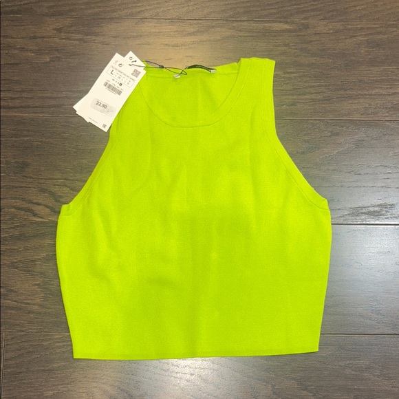 Zara | Tops | Zara Neon Green Crop Top | Poshmark
